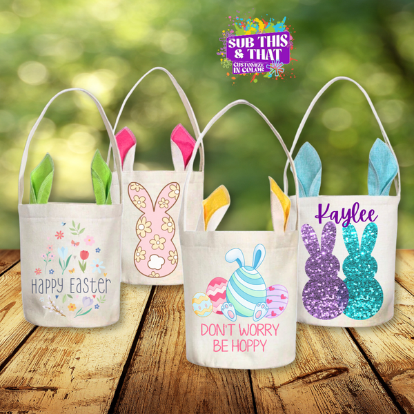 Sublimation Easter Basket With Colored Ears - subthisandthat