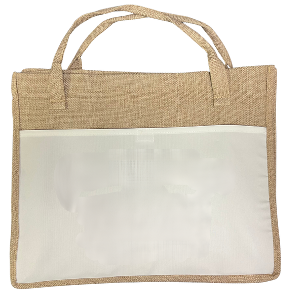 Sublimation Brown and White Jute Tote Bag - subthisandthat