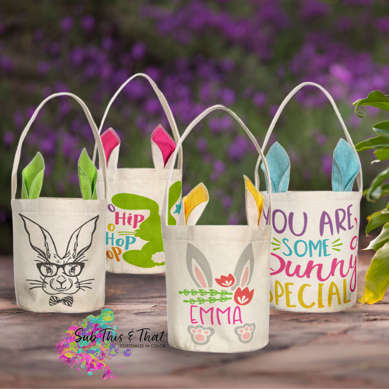 Sublimation Easter Basket With Colored Ears - subthisandthat